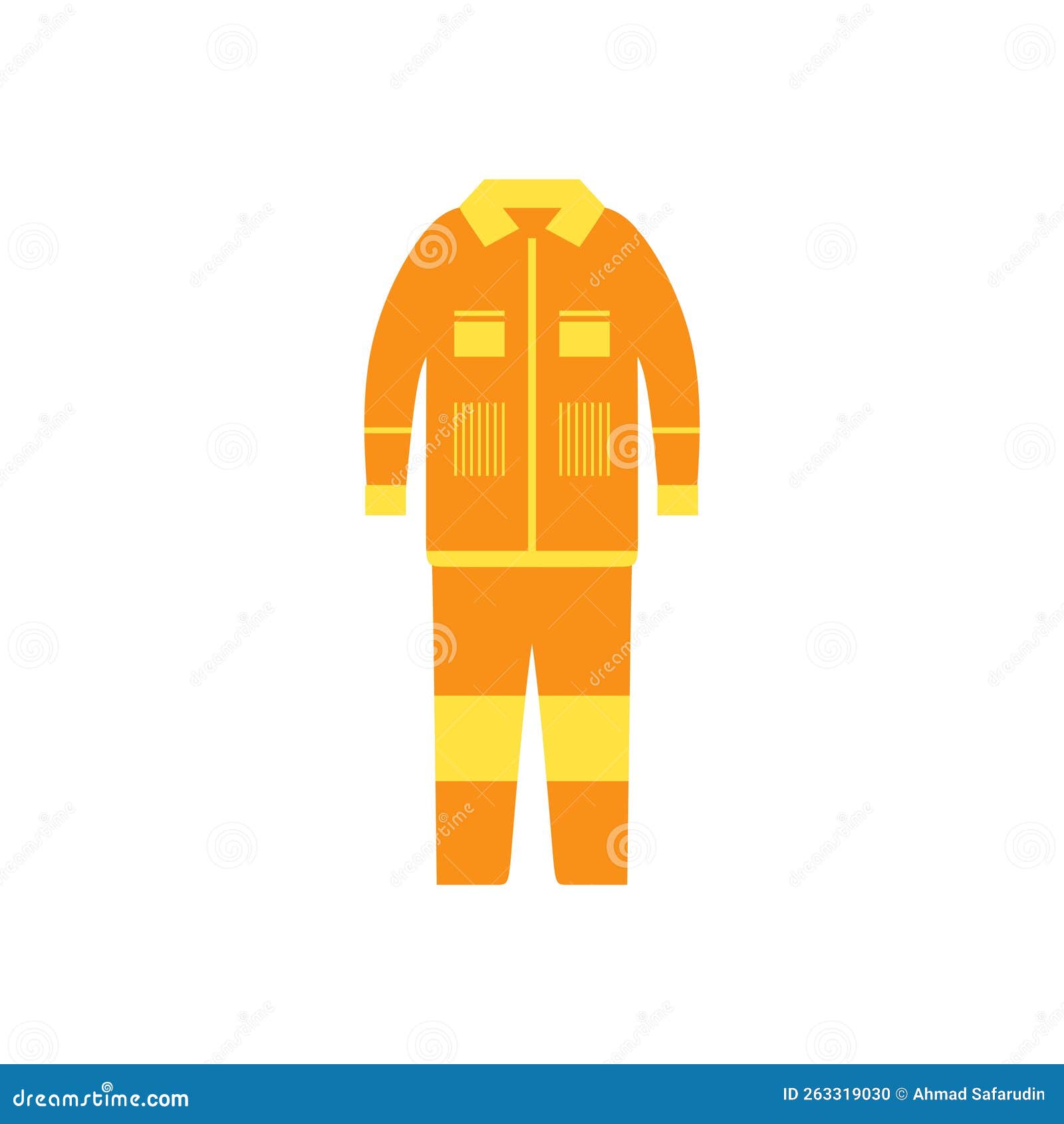 Fire Equipment Elements with Orange Fire Coat Isolated on White ...