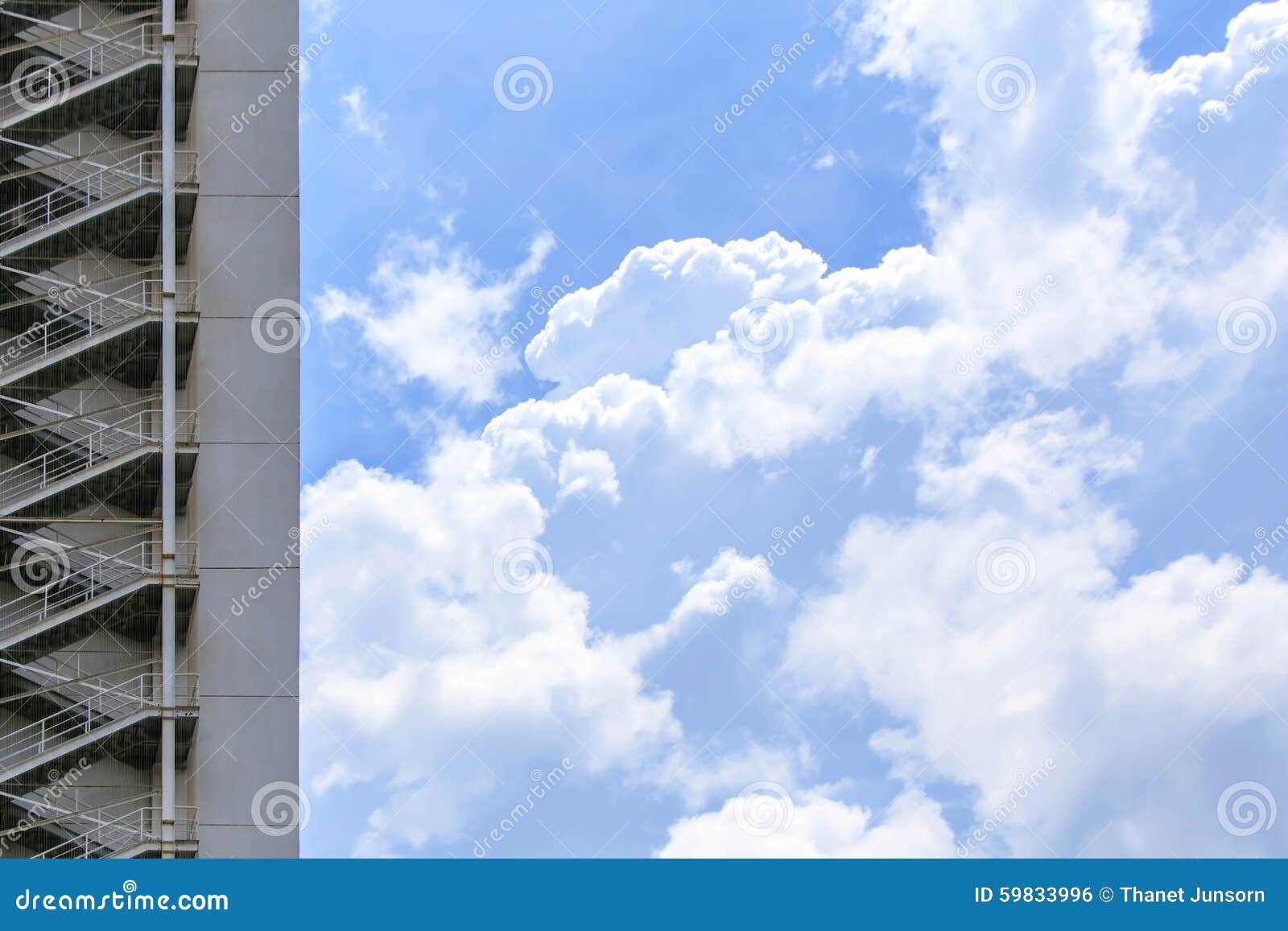 Fire Escape on Blue Sky Frame Background Stock Photo - Image of ...
