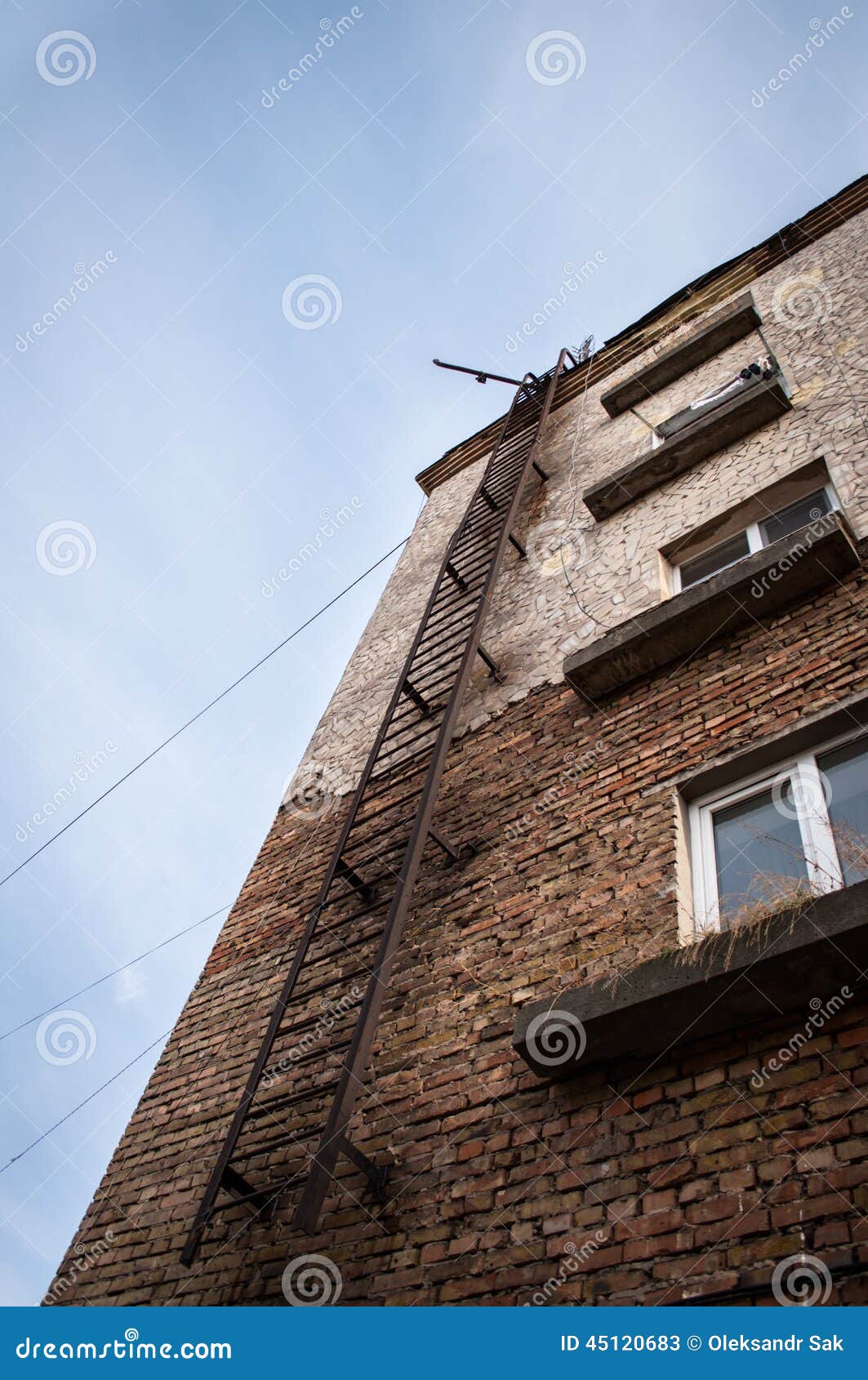 Fire Escape in the Brick House Stock Image - Image of united, fire ...