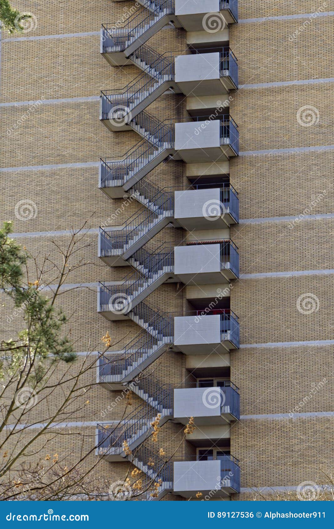 Fire escape on a building stock photo. Image of firefighter - 89127536