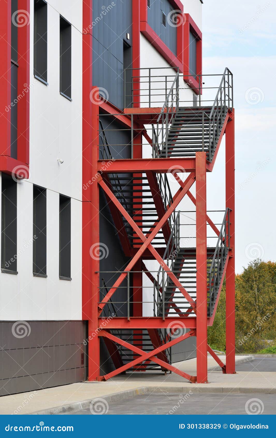 Fire Escape on the Facade of a Building Stock Image - Image of white ...