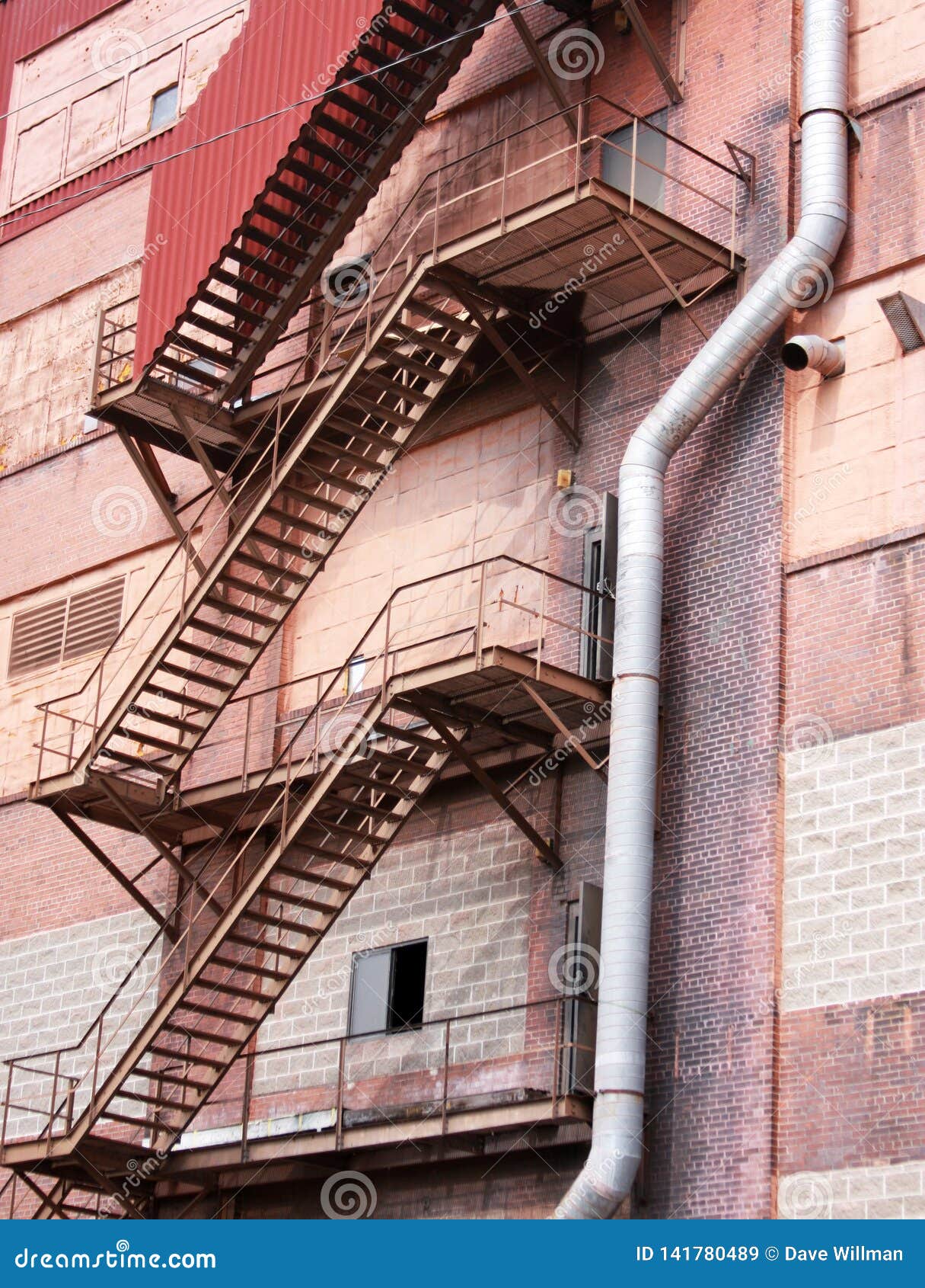 Fire Escape on a Factory Building Stock Image - Image of danger, fire ...