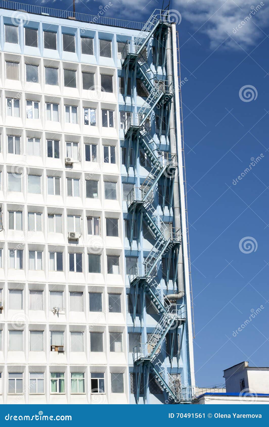 Fire Escape on the High-rise Building Stock Image - Image of ladder ...