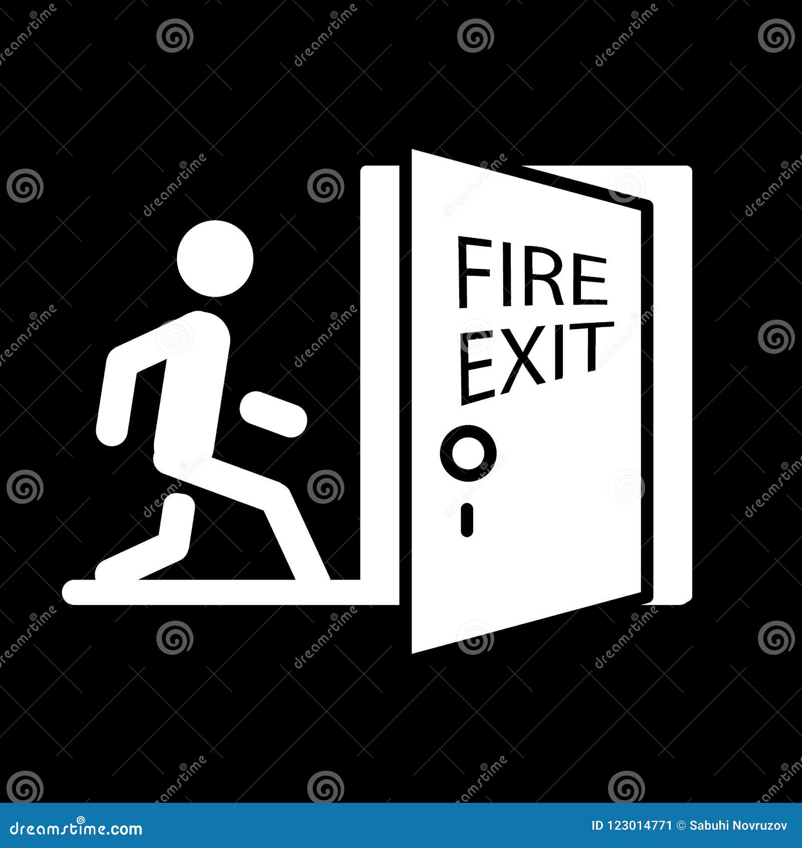 Fire Escape, Man Solid Icon. Vector Illustration Isolated on Black ...