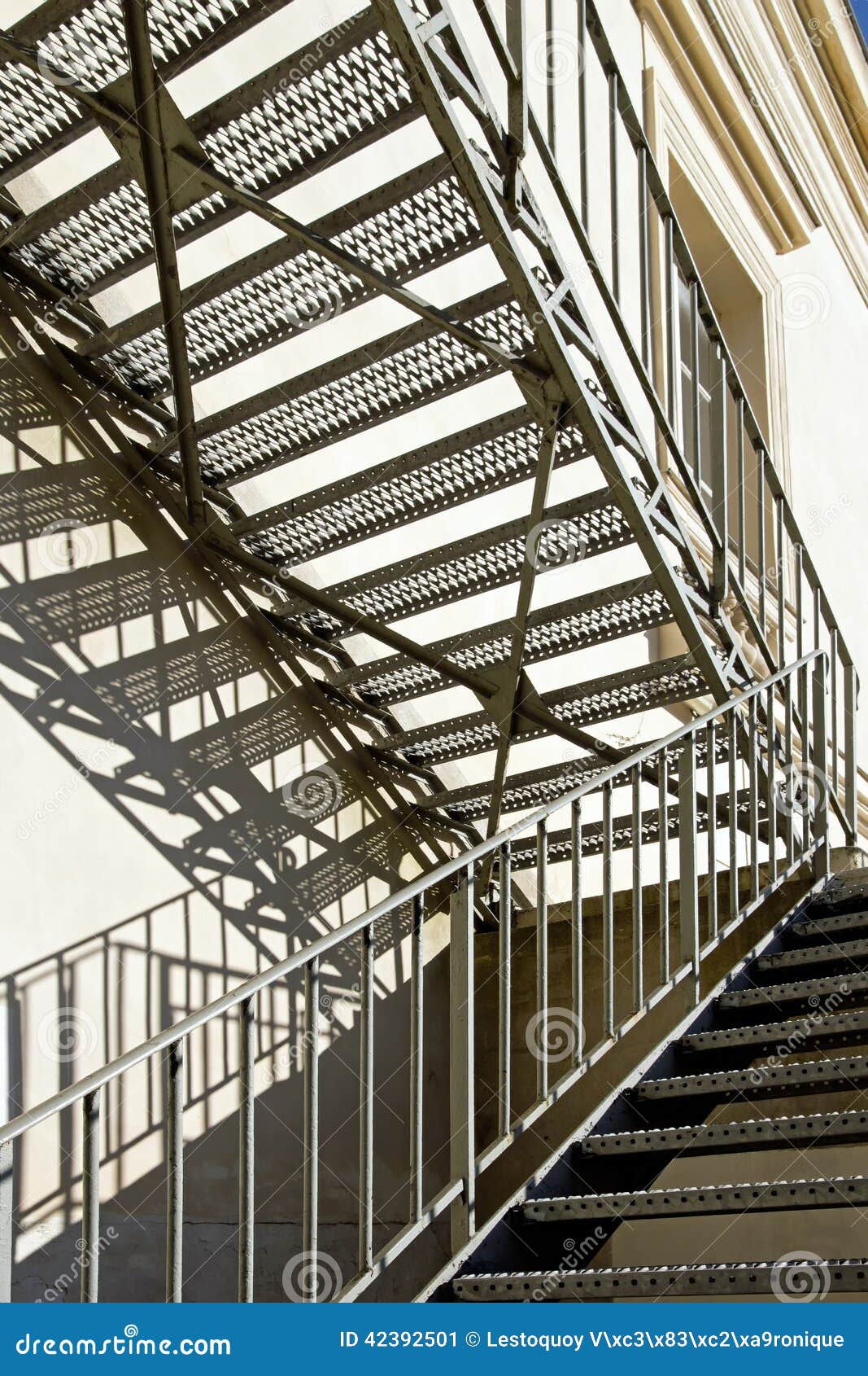 Fire escape in metal. stock image. Image of walking, step - 42392501