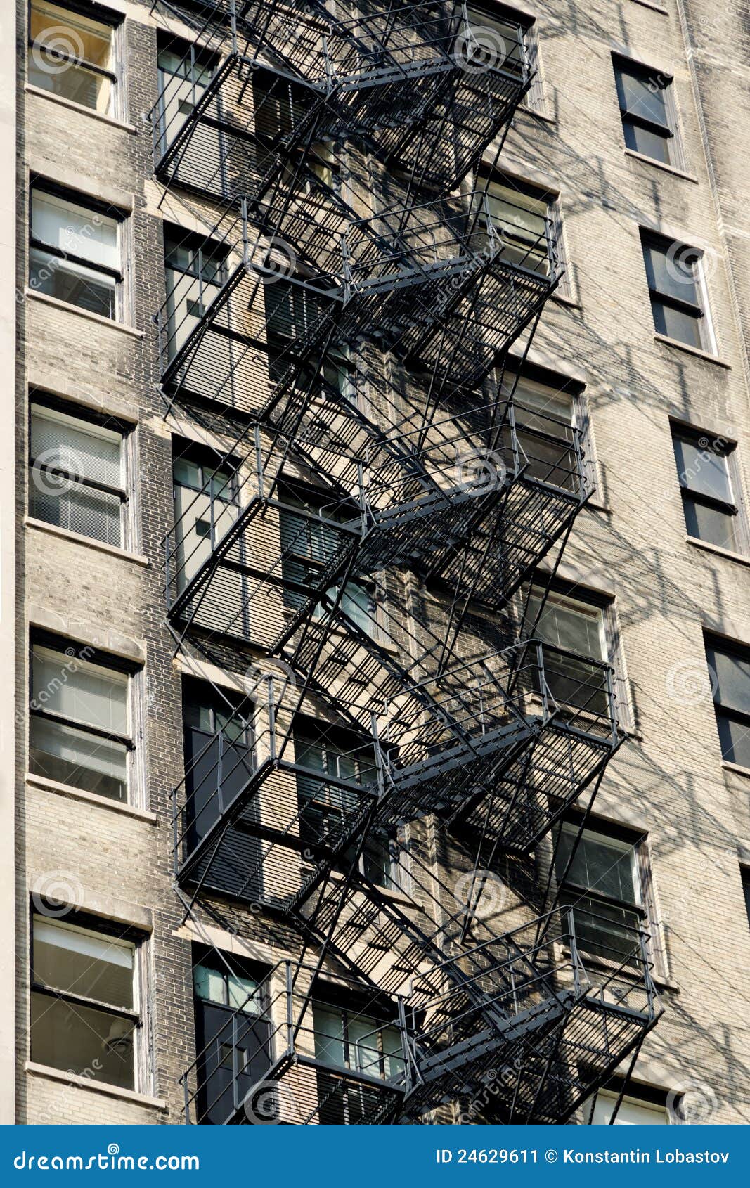 Fire Escape on an Old Building Stock Image - Image of america, brown ...