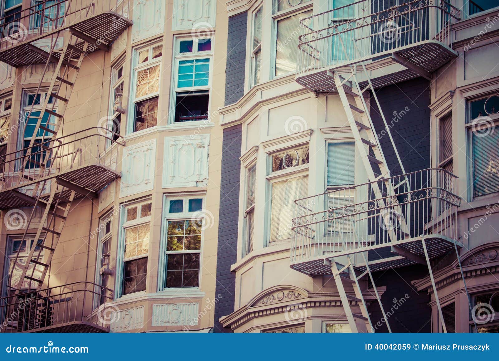 Fire Escape on an Old Building Stock Image - Image of safety, fire ...
