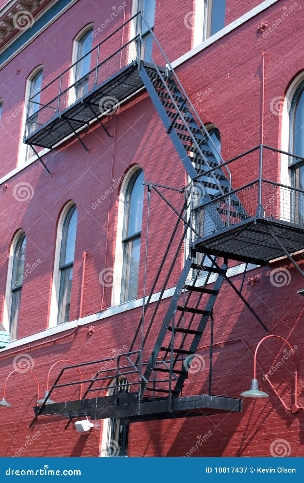 Fire Escape on Red Building Stock Image - Image of large, fire: 10817437