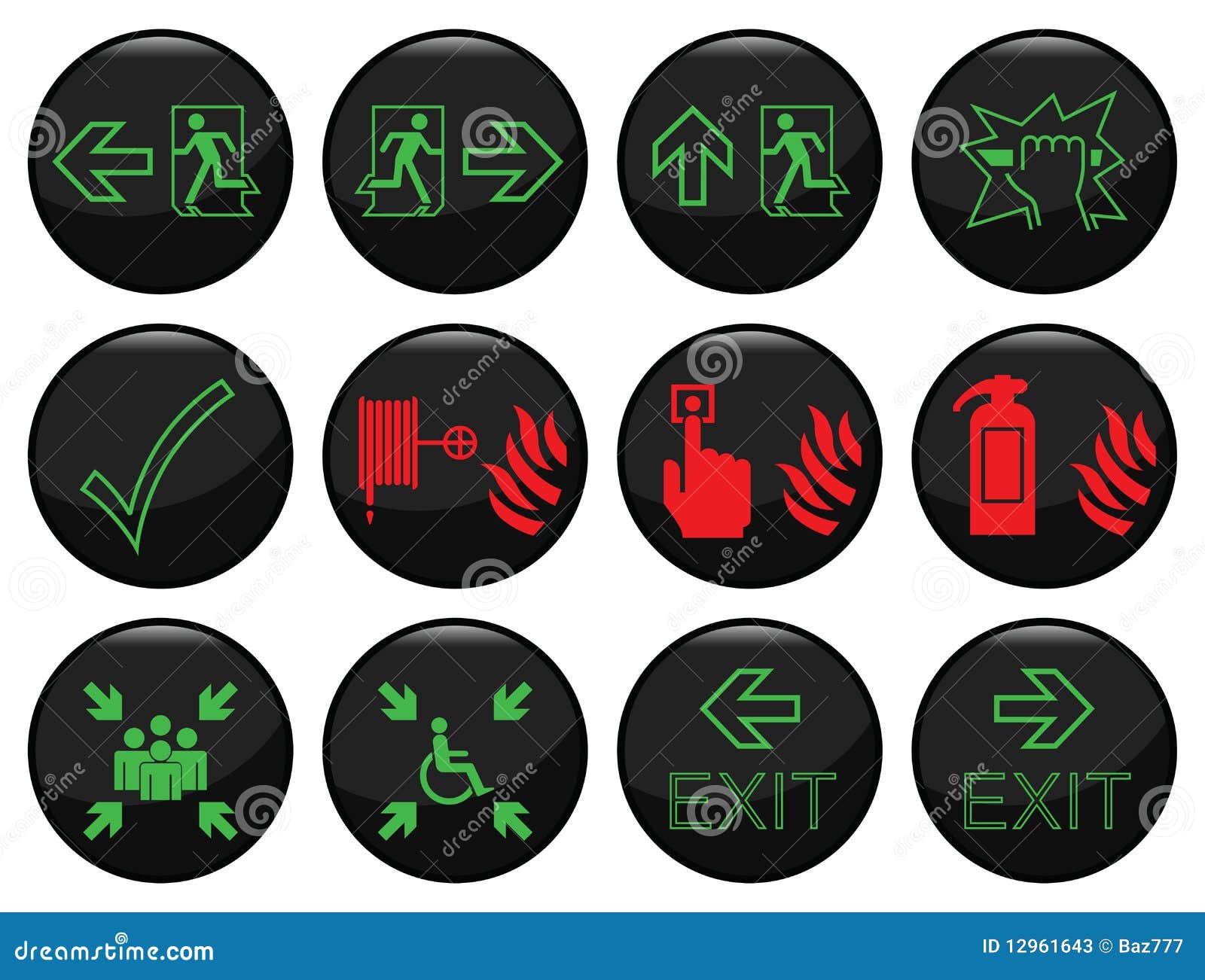 Fire and escape route stock vector. Illustration of extinguisher - 12961643