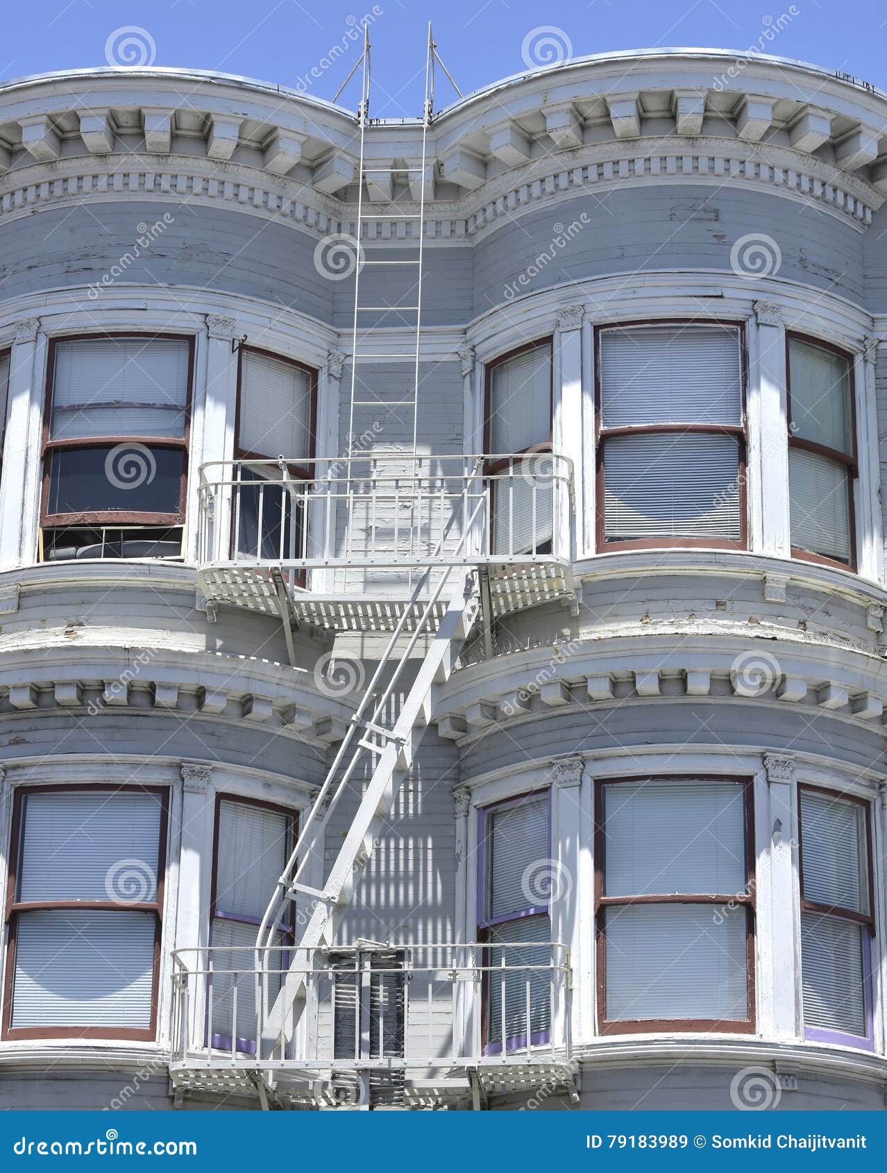 Fire Escape in San Francisco , Building with Windows and Emerg Stock ...