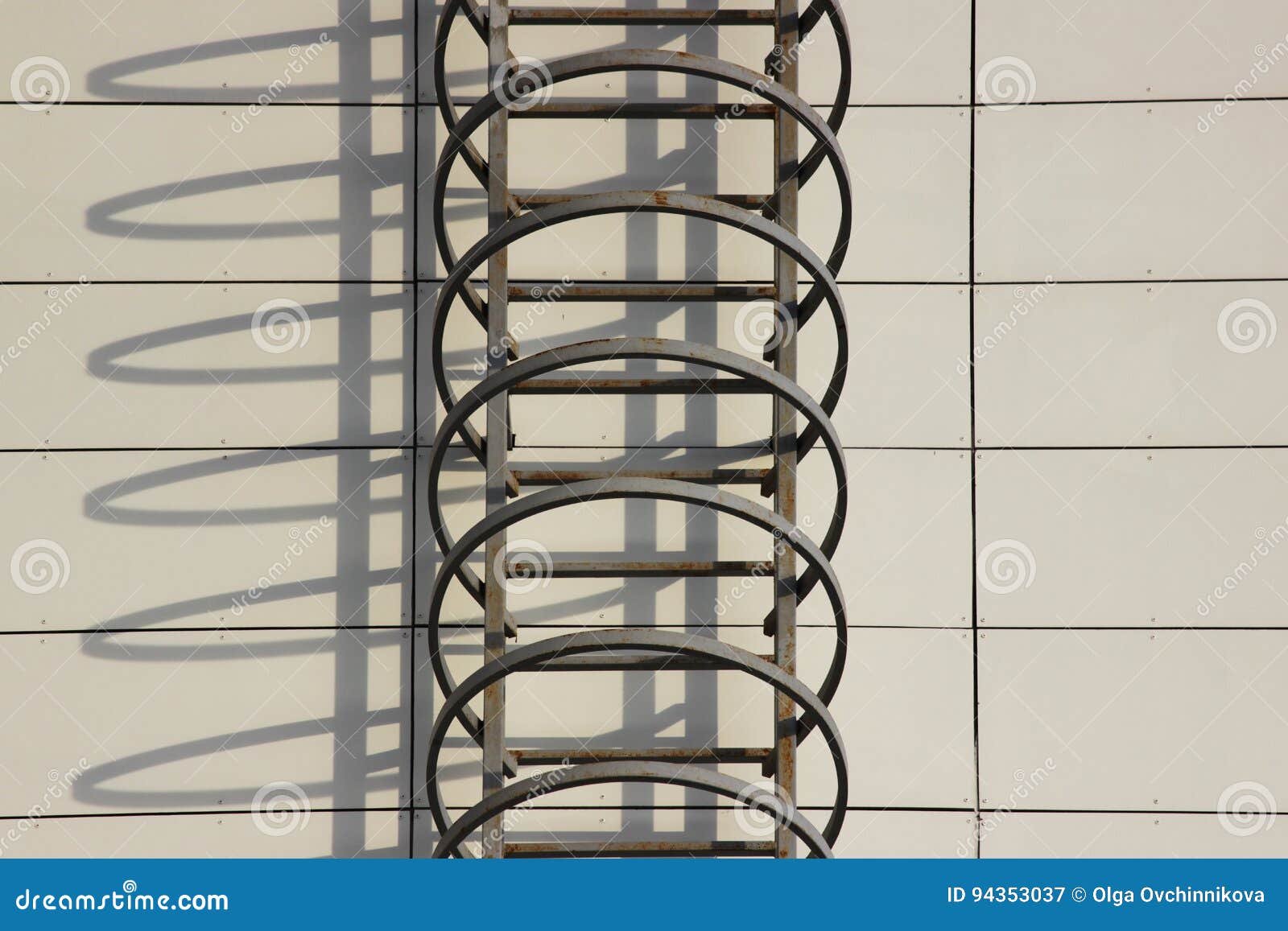 Fire Escape and Shadow on the Wall of an Office Building. Stock Image ...