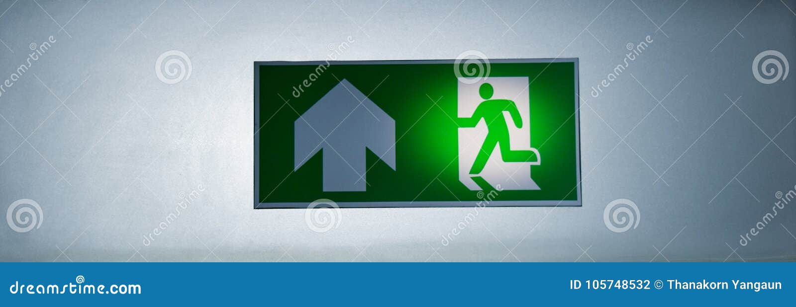 Fire Escape Sign on the Wall. Stock Photo - Image of door, becareful ...