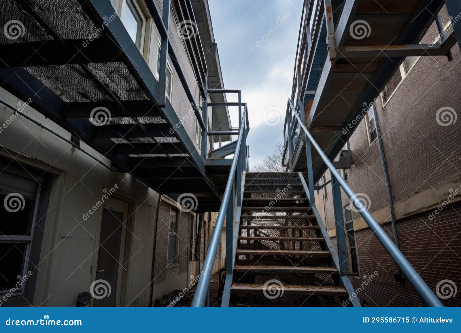 Fire Escape Stairs with Signs of Forced Entry Stock Image - Image of ...