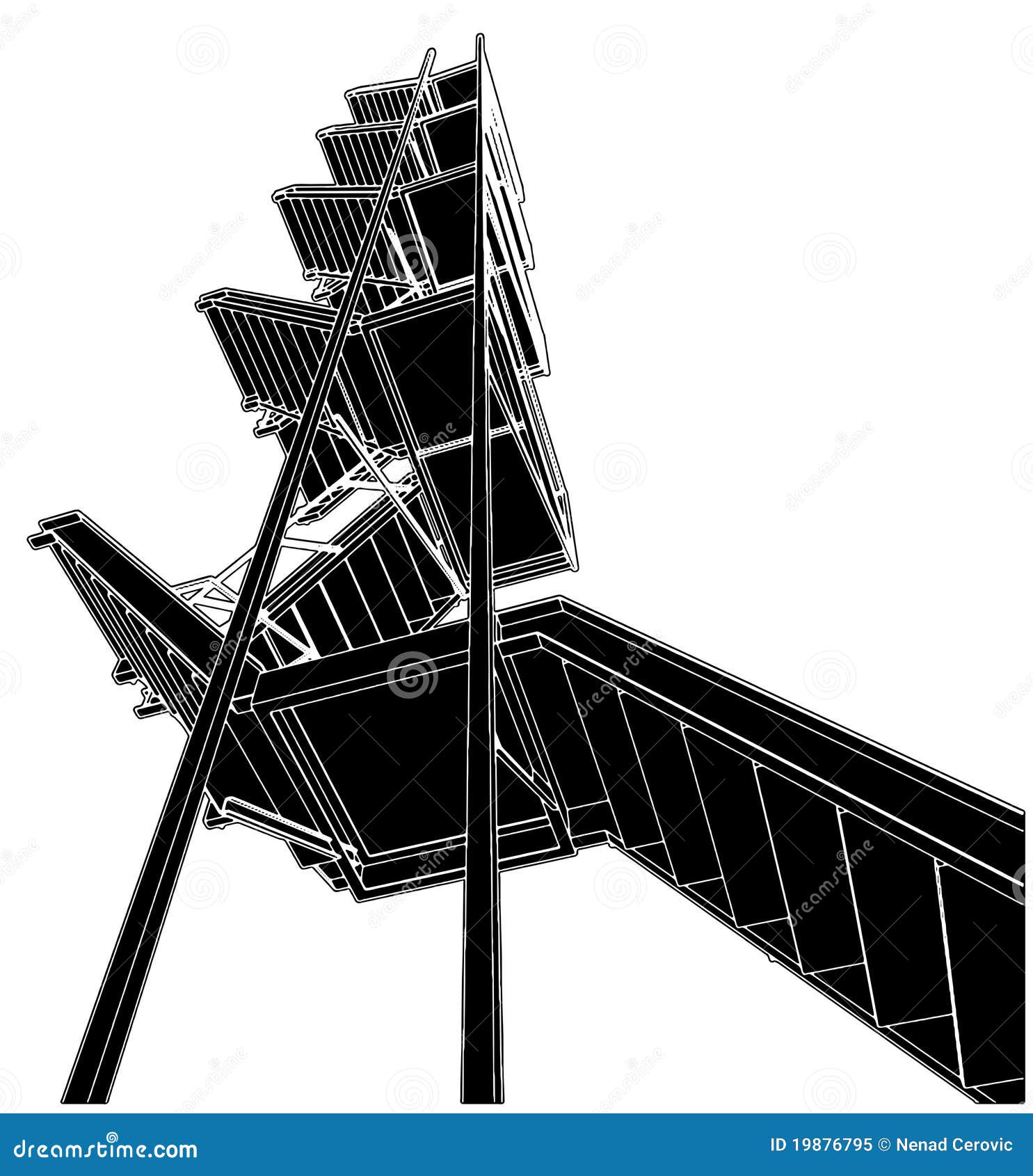 A Fire Escape Stairs Vector 01 Stock Vector - Illustration of danger ...