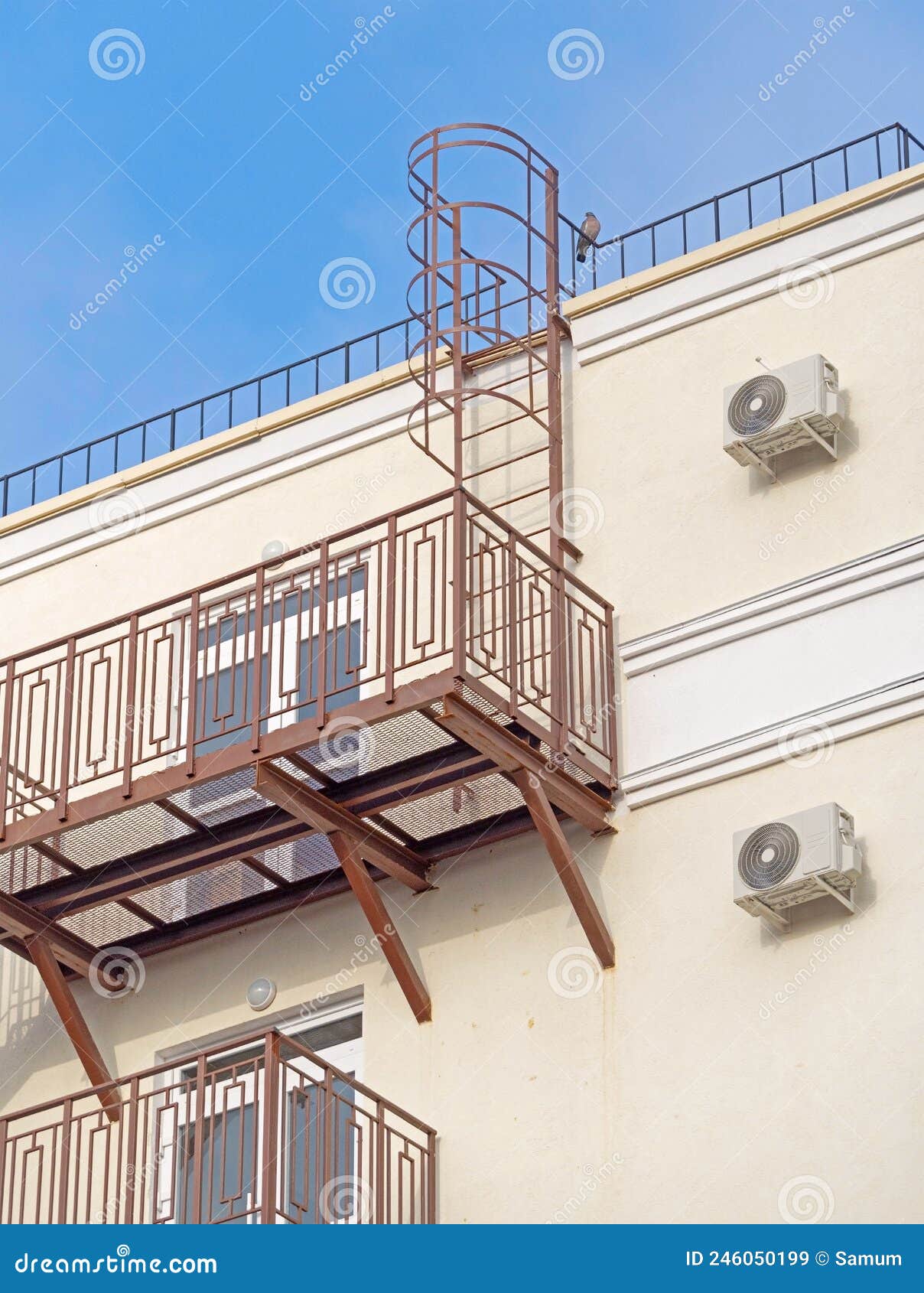 Fire Escape on the Wall of the House Stock Image - Image of home ...