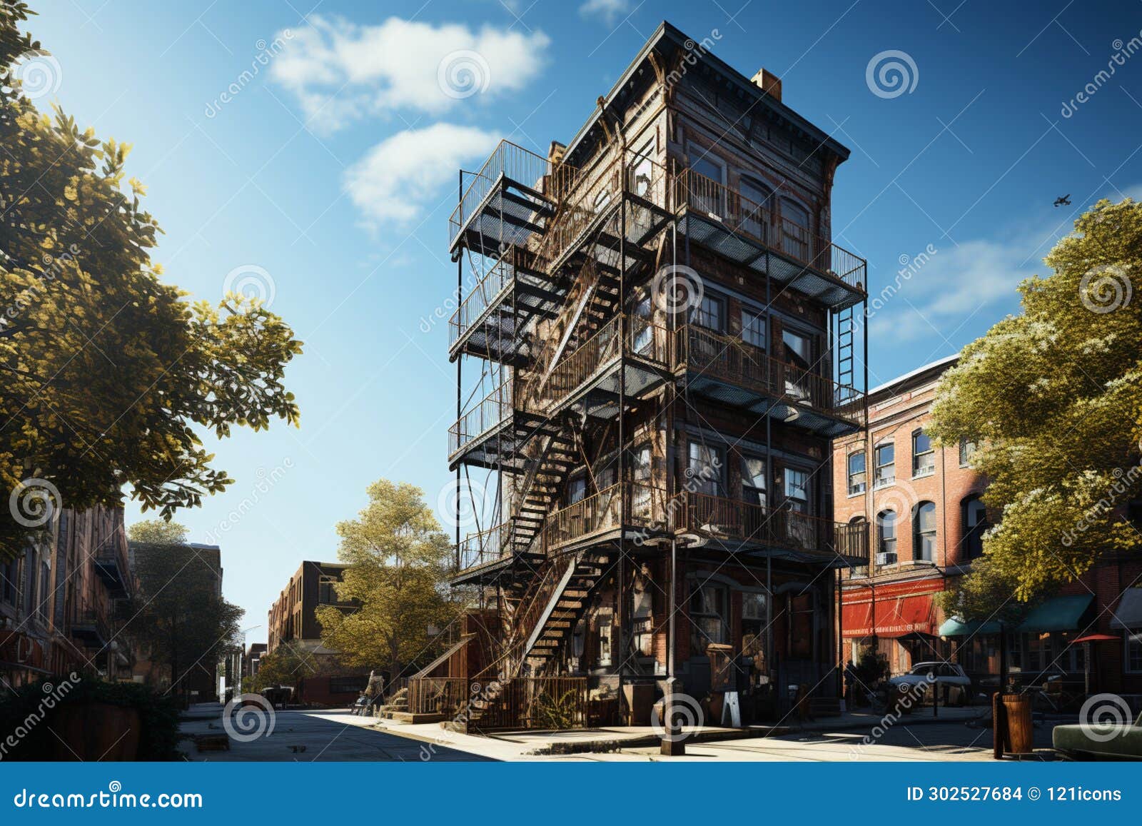 Fire Escape on White Background Stock Illustration - Illustration of ...