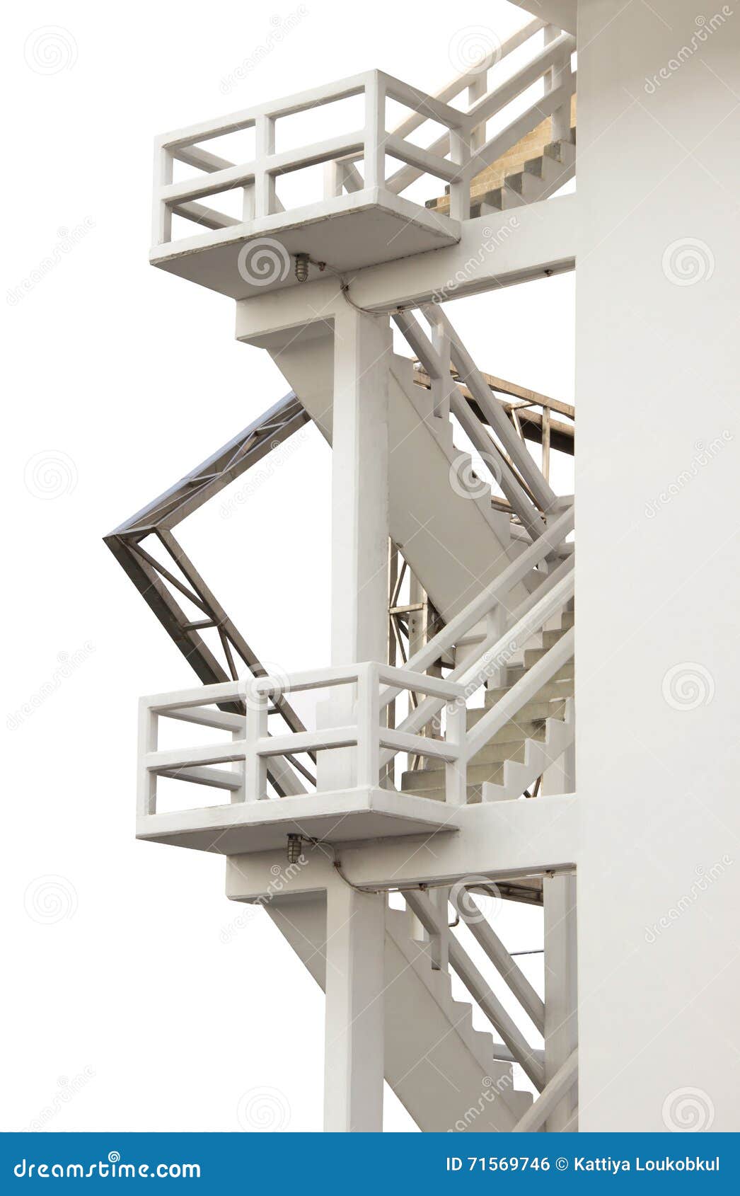 Fire Escape on White Background Stock Photo - Image of staircase ...