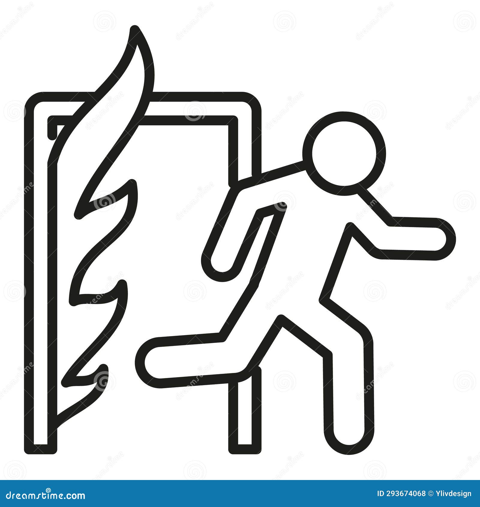 Fire Evacuation Vector Sign. Burning Man. Conflagration Icon ...