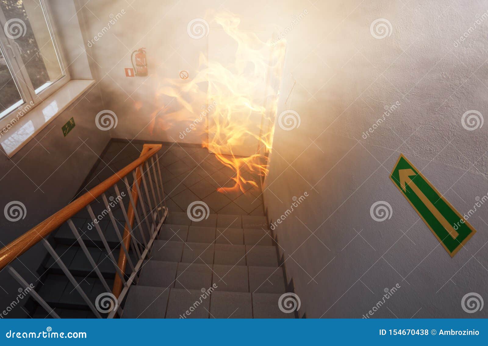 Fire and Evacuation in the Office Building Stock Photo - Image of ...