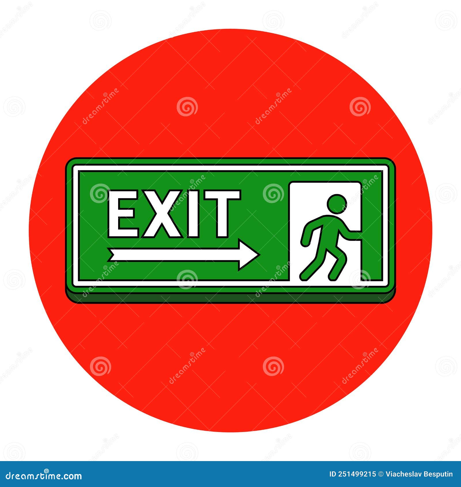 Fire Evacuation Sign. The Safe Exit Sticker Hangs On A Brick Wall ...