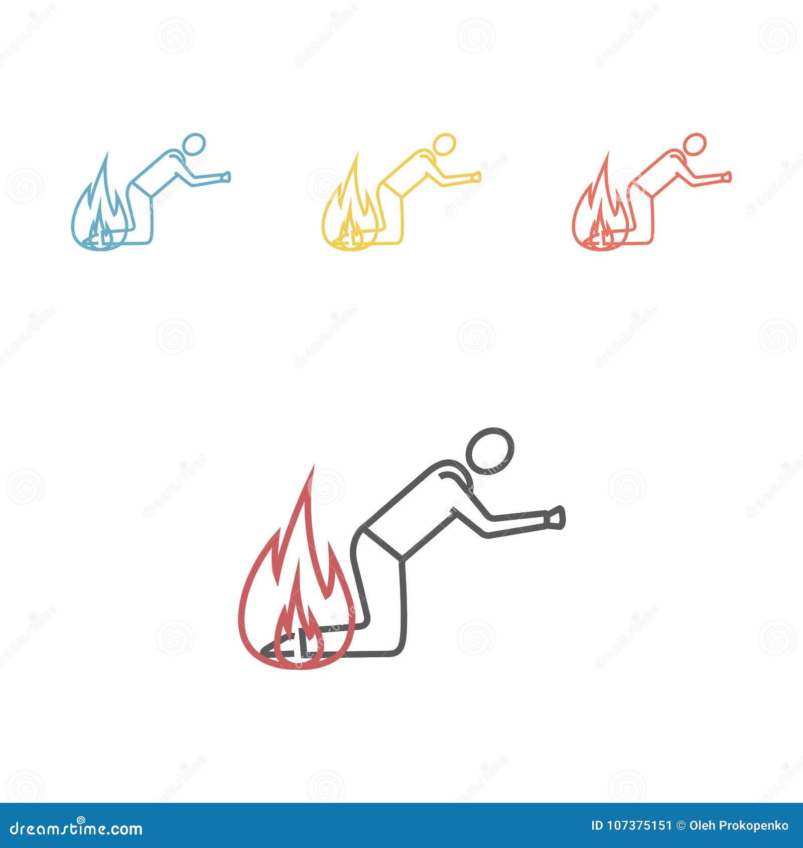 Fire Evacuation Vector Sign. Burning Man. Conflagration Icon ...