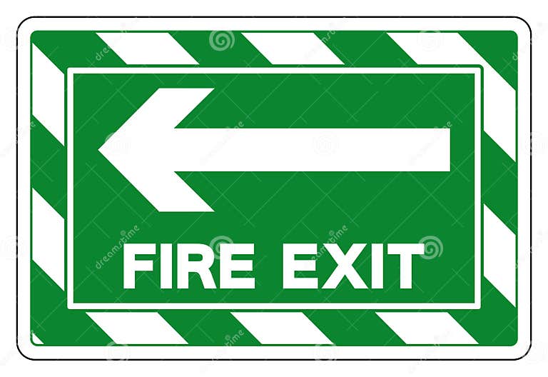 Fire Exit Arrow Left Symbol Sign, Vector Illustration, Isolate on White ...