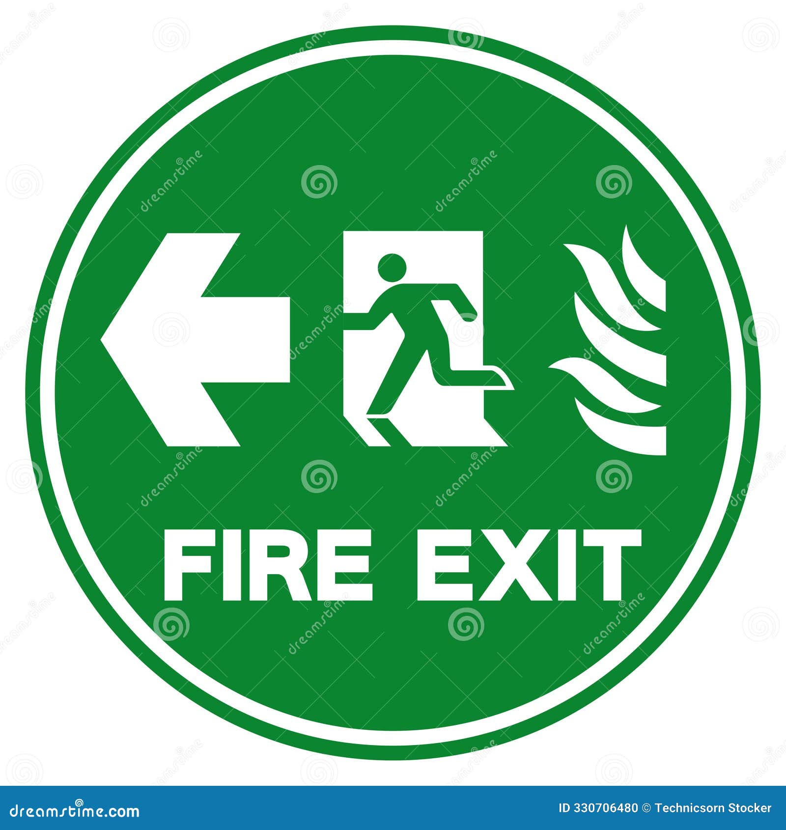 Fire Exit Arrow Left Symbol Sign, Vector Illustration, Isolate on White ...