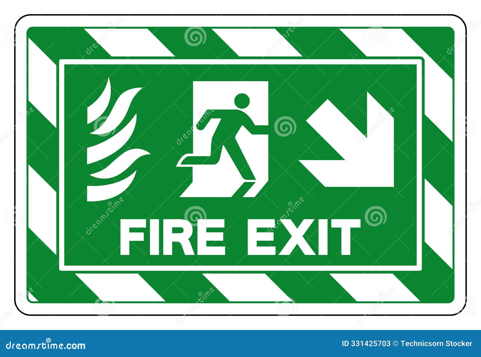 Fire Exit Arrow Right Down Symbol Sign, Vector Illustration, Isolate on ...