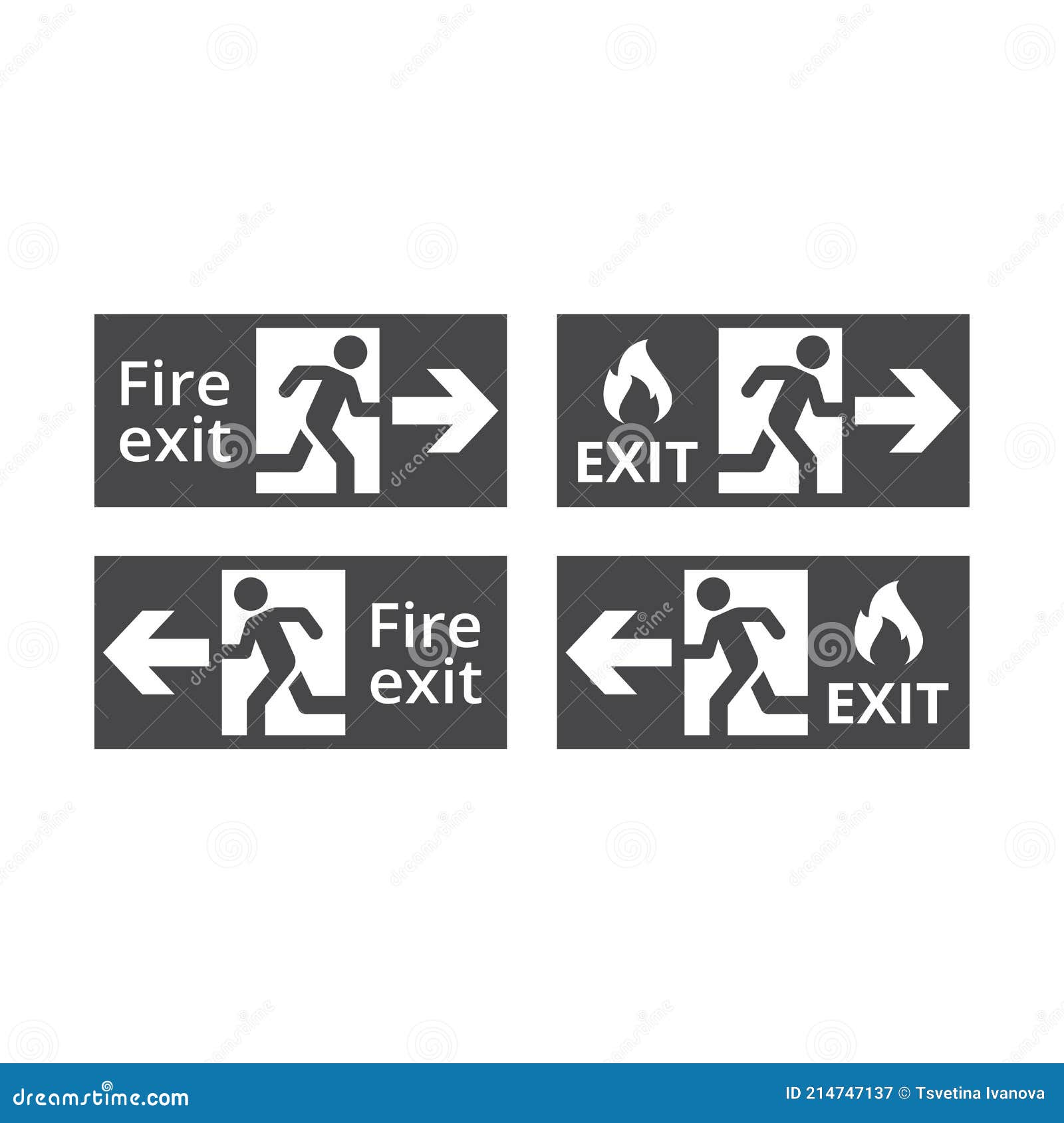 Fire Exit Black Vector Sign Stock Vector - Illustration of flame, fire ...