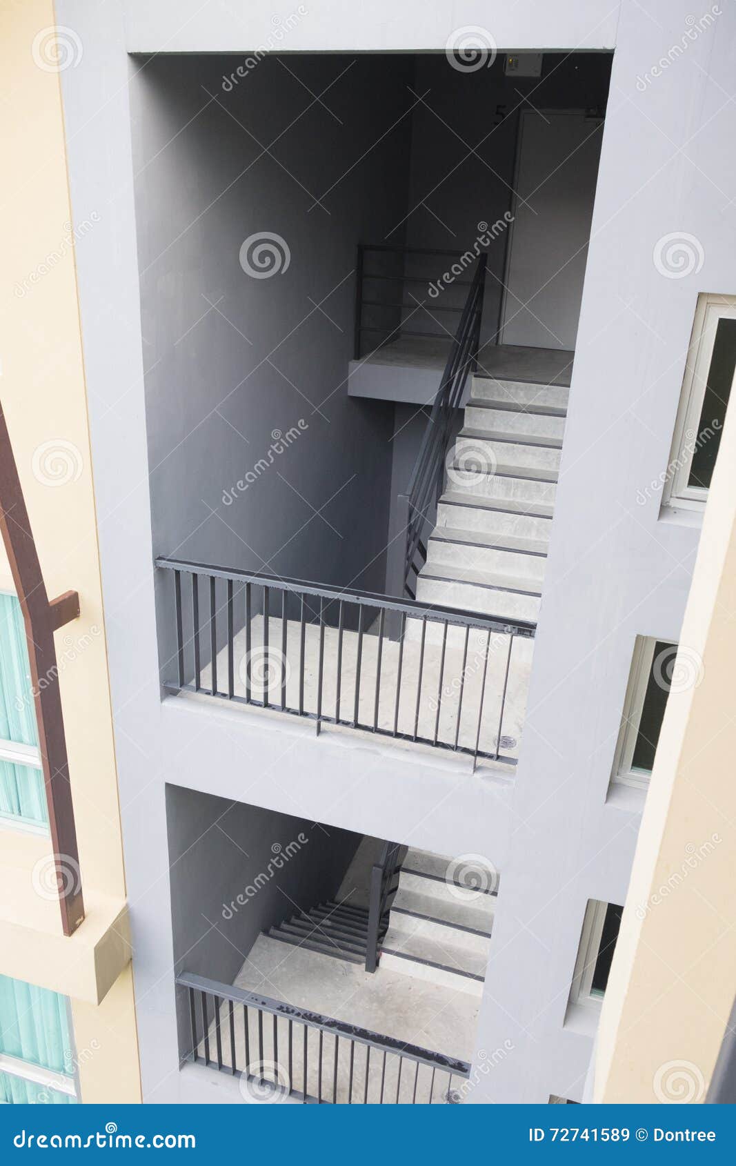 Fire exit in condominium stock image. Image of brick - 72741589