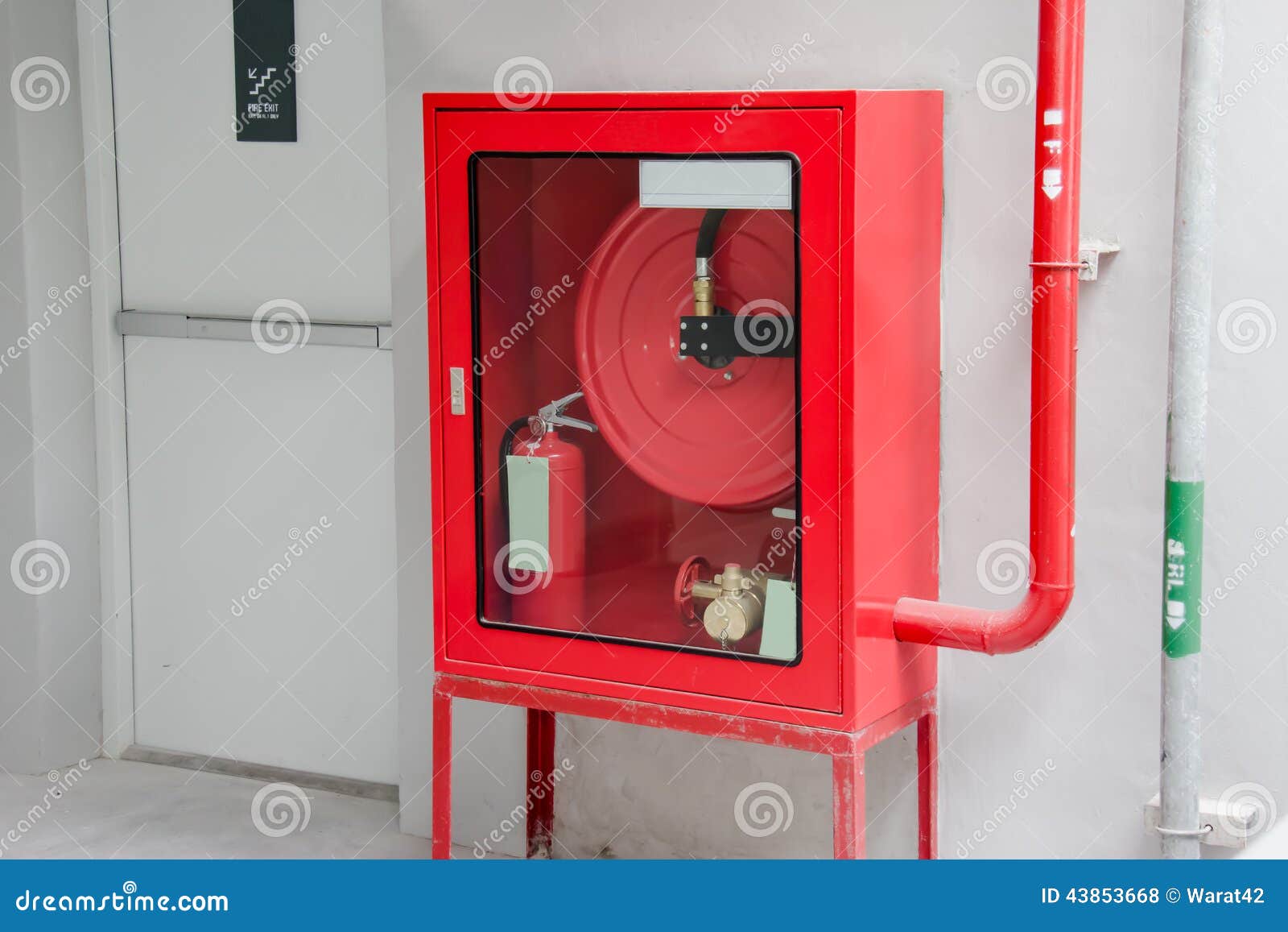 Fire Exit Door and Fire Extinguish Equipment Stock Photo - Image of ...