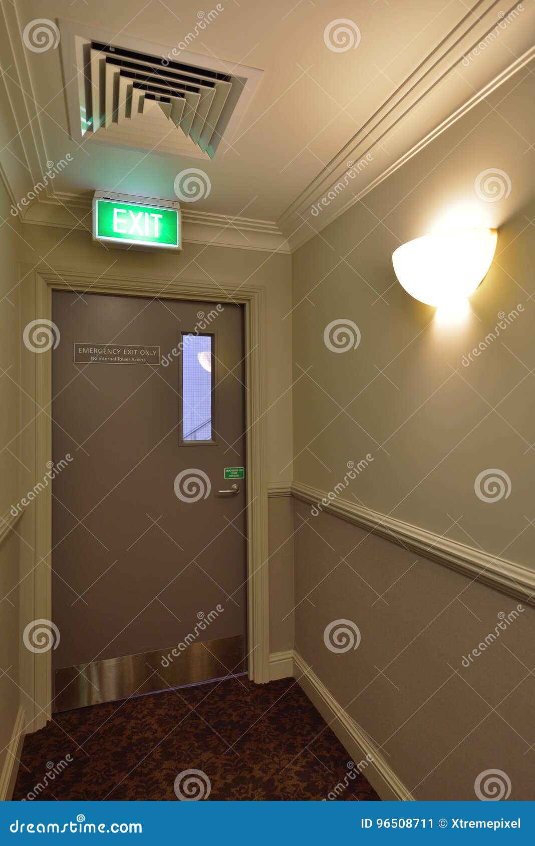 A fire exit stock image. Image of door, escape, lighting - 96508711