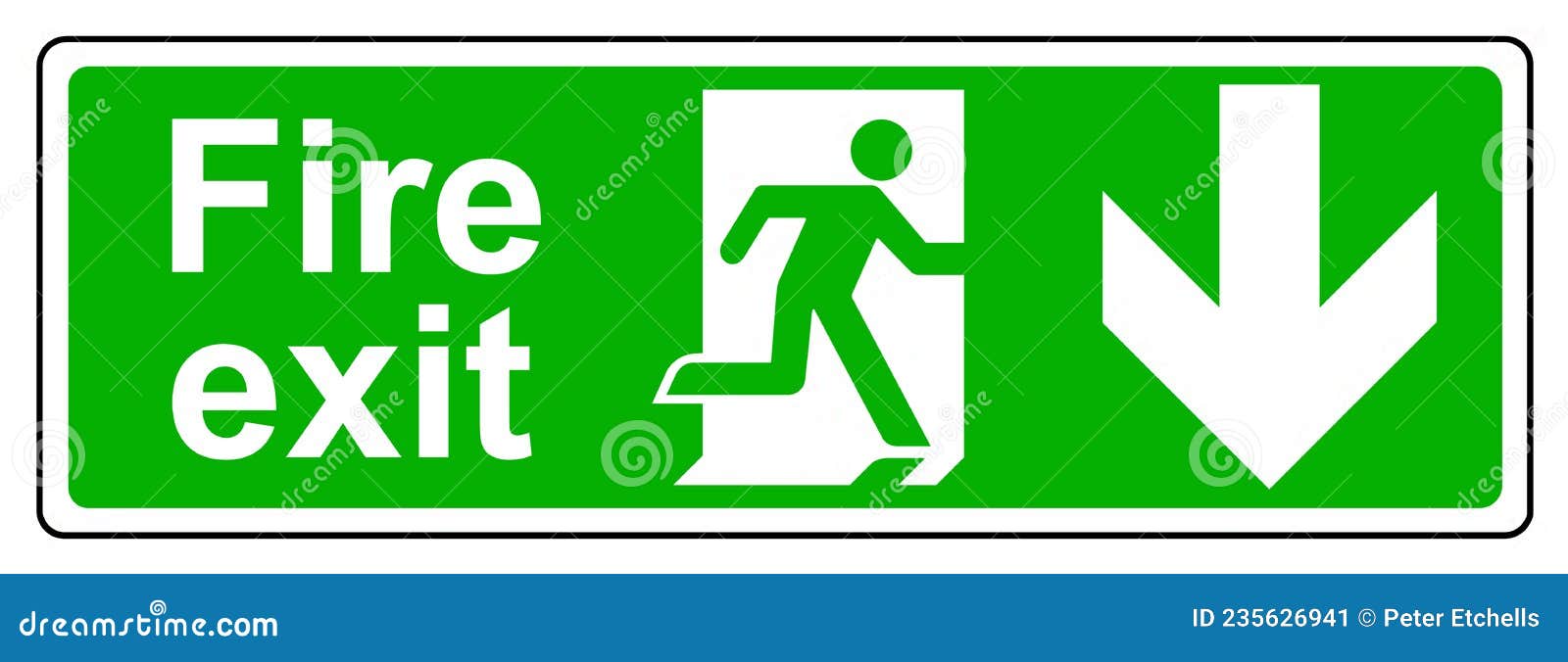 Fire exit down sign stock illustration. Illustration of design - 235626941