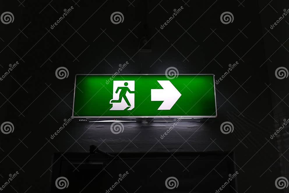 Fire exit in factory stock photo. Image of equipment - 129974996