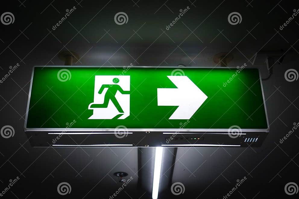 Fire exit in factory. stock photo. Image of background - 143873132