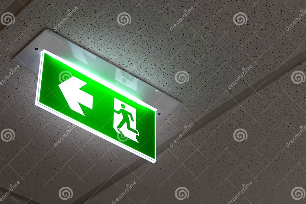 Fire Exit ,green Emergency Exit Sign Stock Image - Image of fire ...