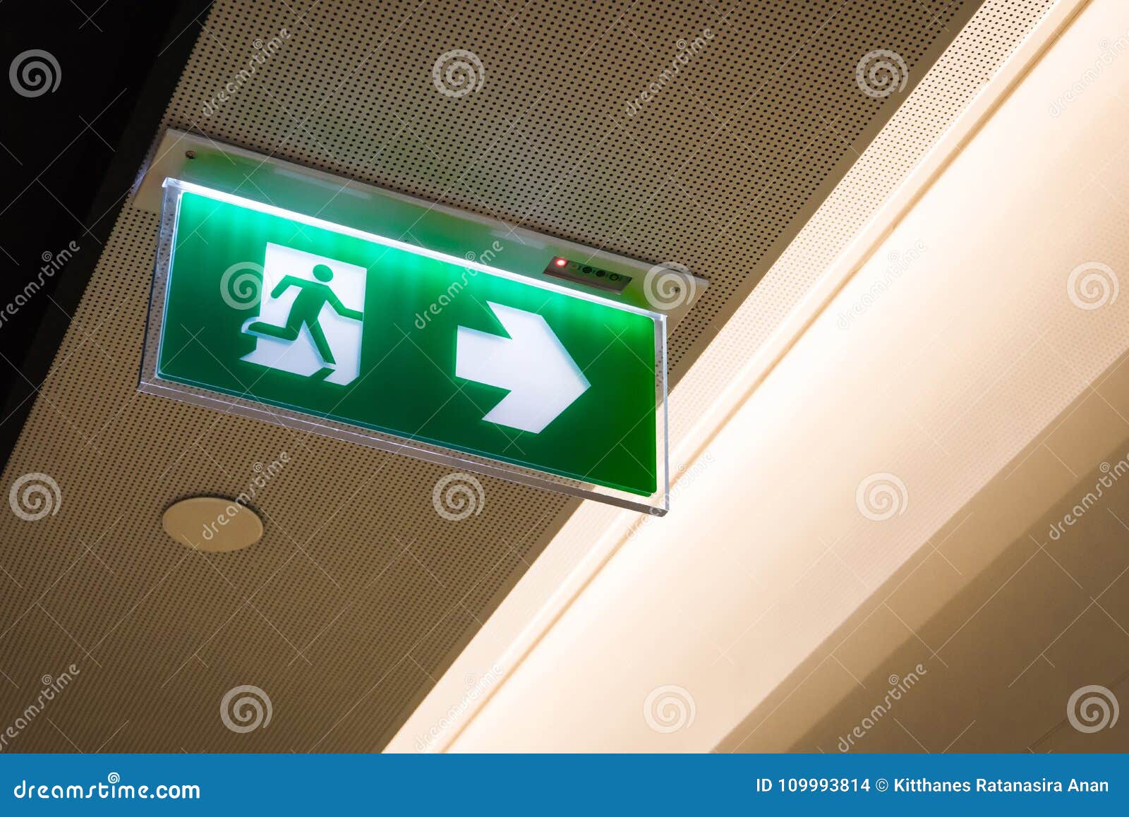 Fire Exit ,green Emergency Exit Sign Stock Photo - Image of door, right ...