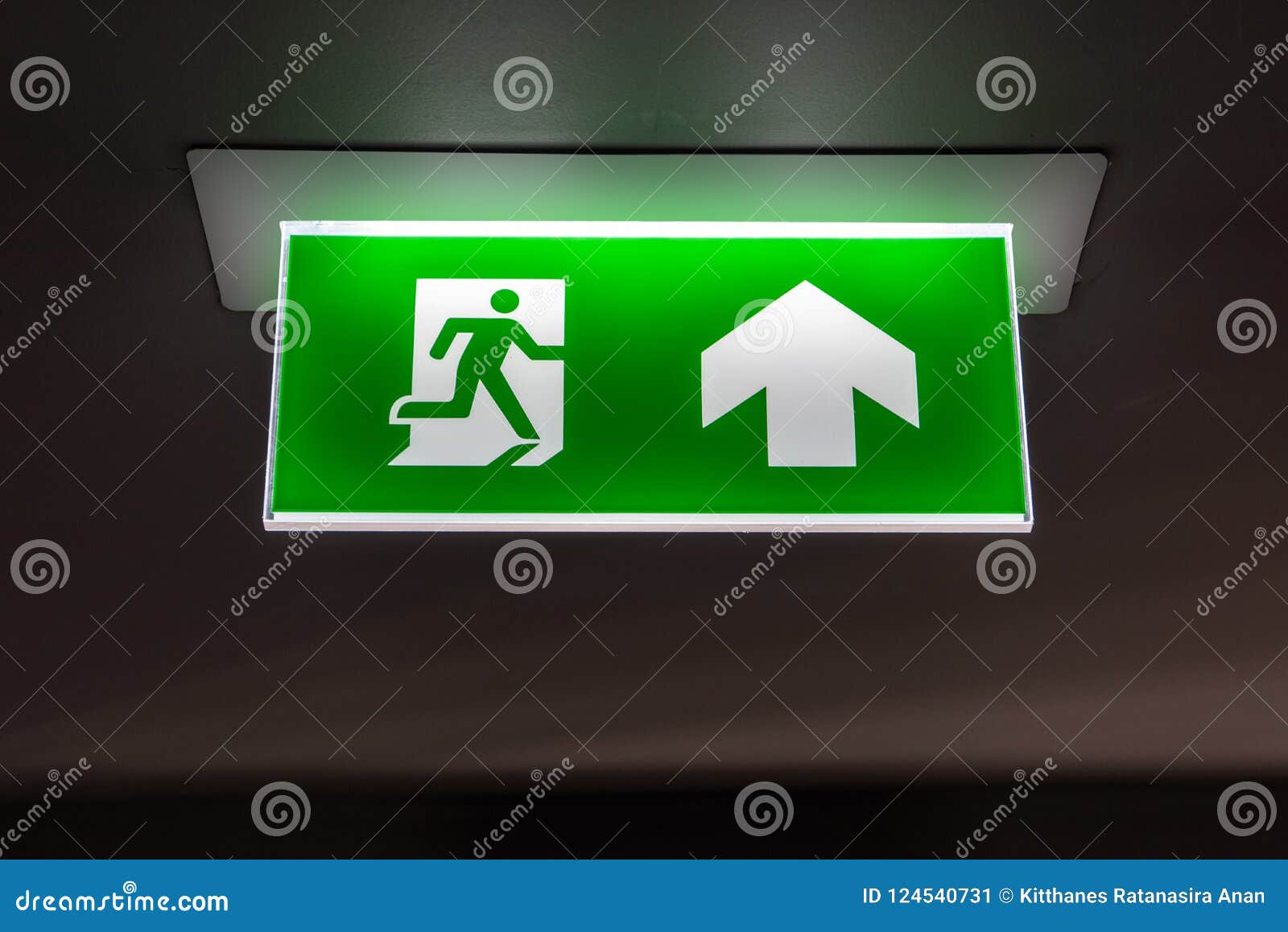Fire Exit ,green Emergency Exit Sign Stock Image - Image of background ...