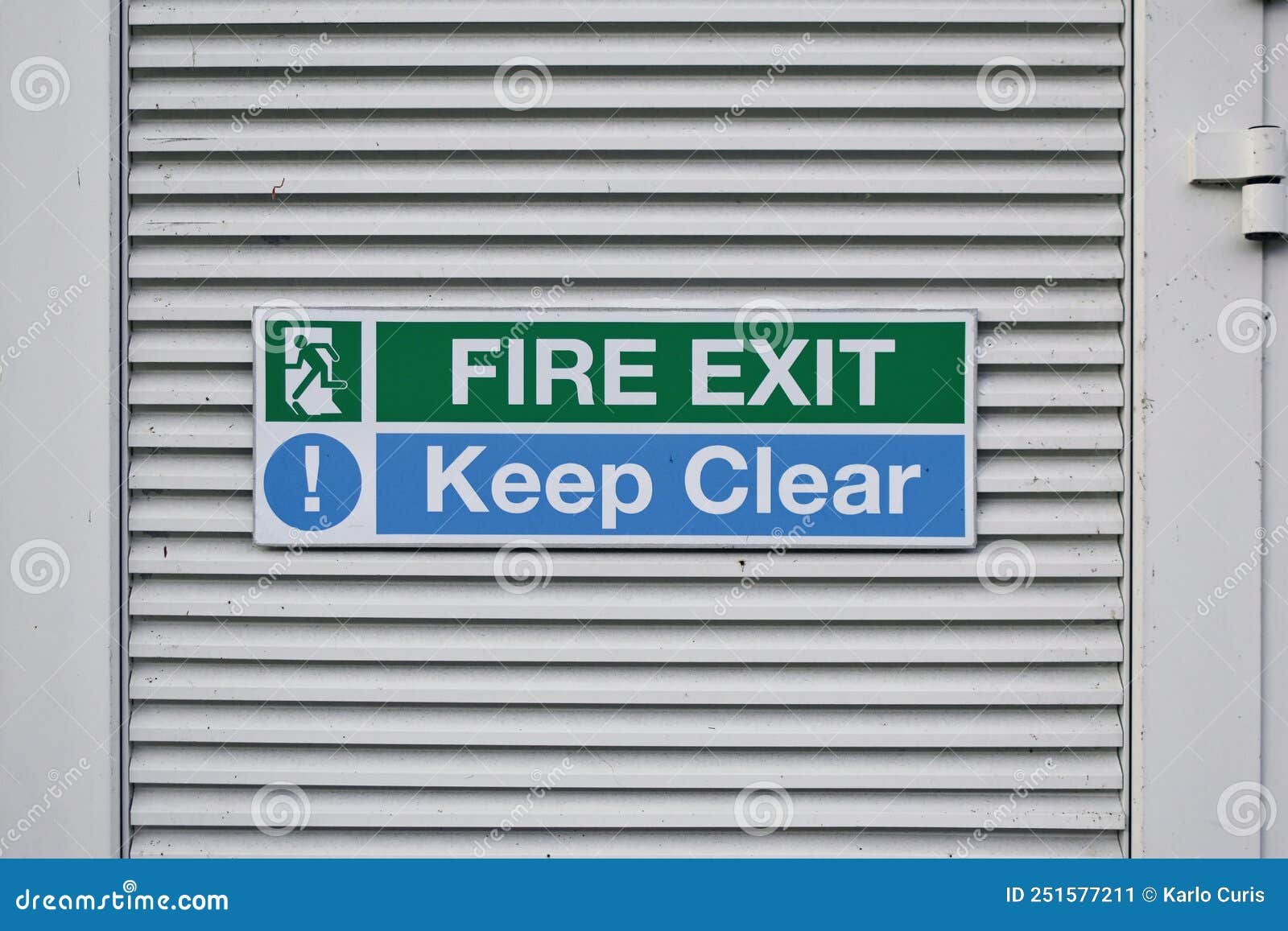 Fire Exit, Keep Clear Metal Sign on Doors of the Building Stock Image ...
