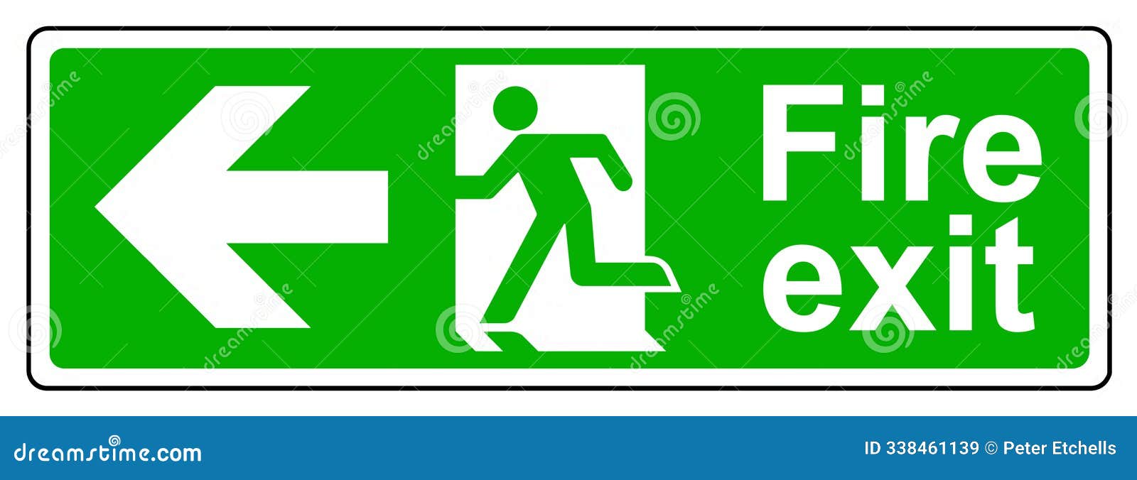 Fire exit left sign stock illustration. Illustration of careful - 338461139