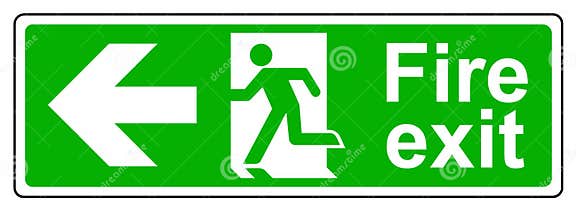 Fire exit left sign stock illustration. Illustration of careful - 338461139