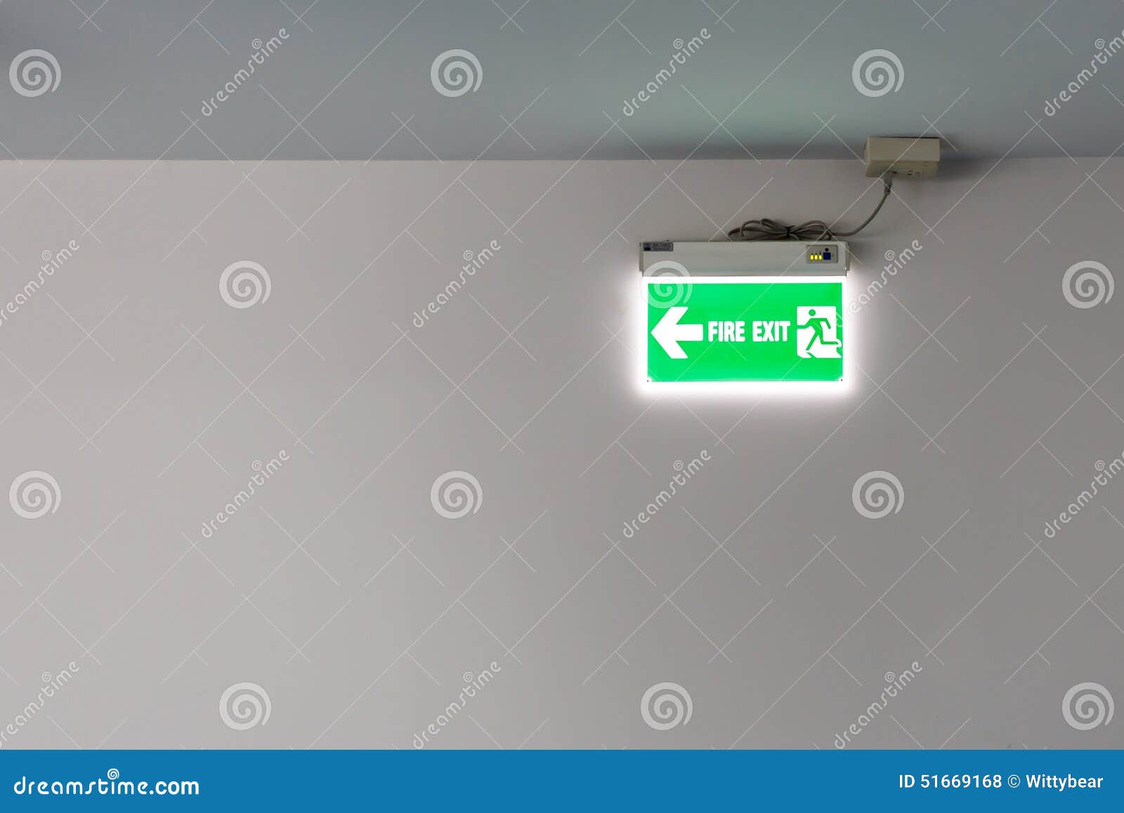Fire exit light sign stock photo. Image of security, extinguisher ...