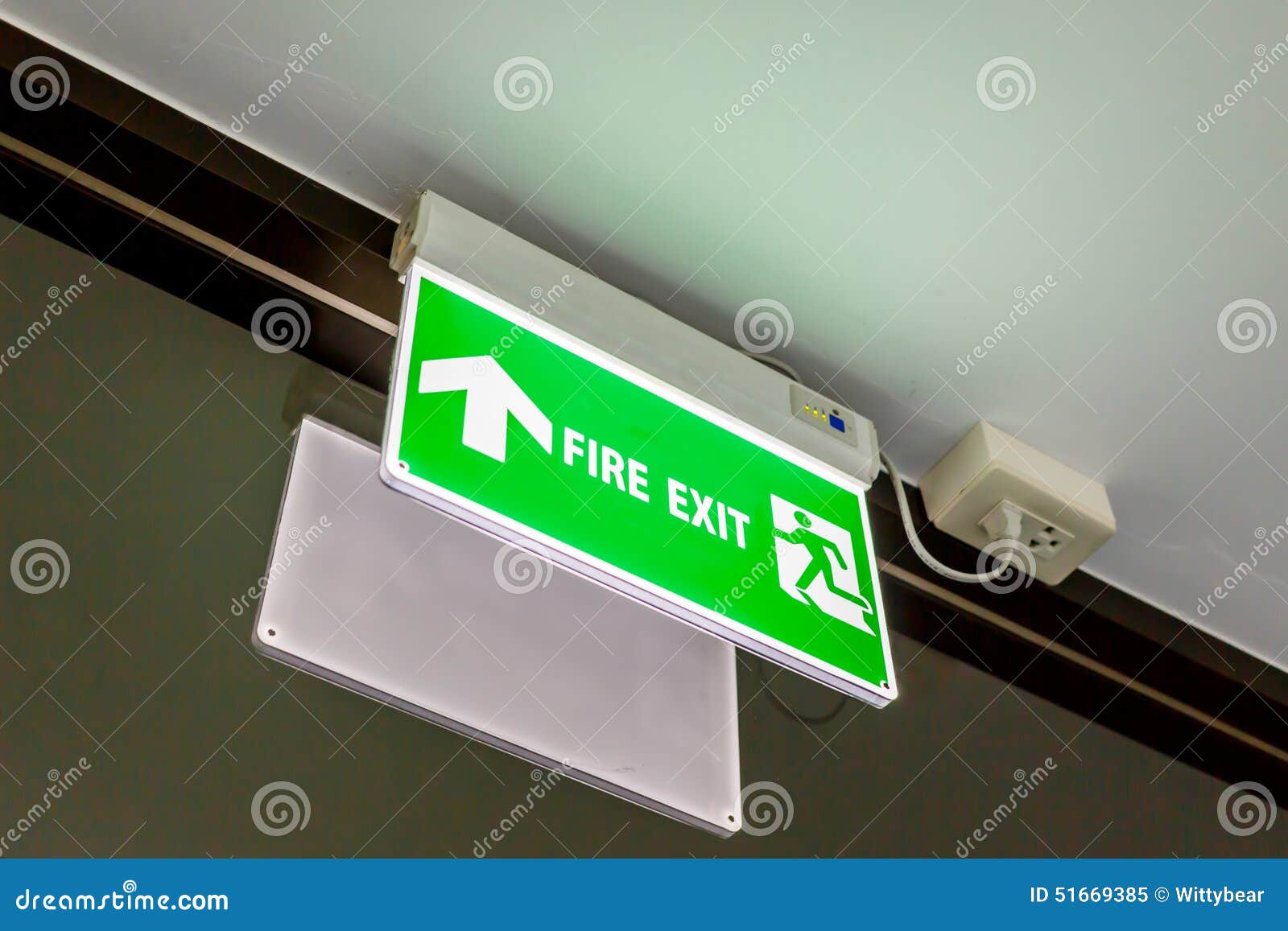 Fire exit light sign stock image. Image of emergency - 51669385
