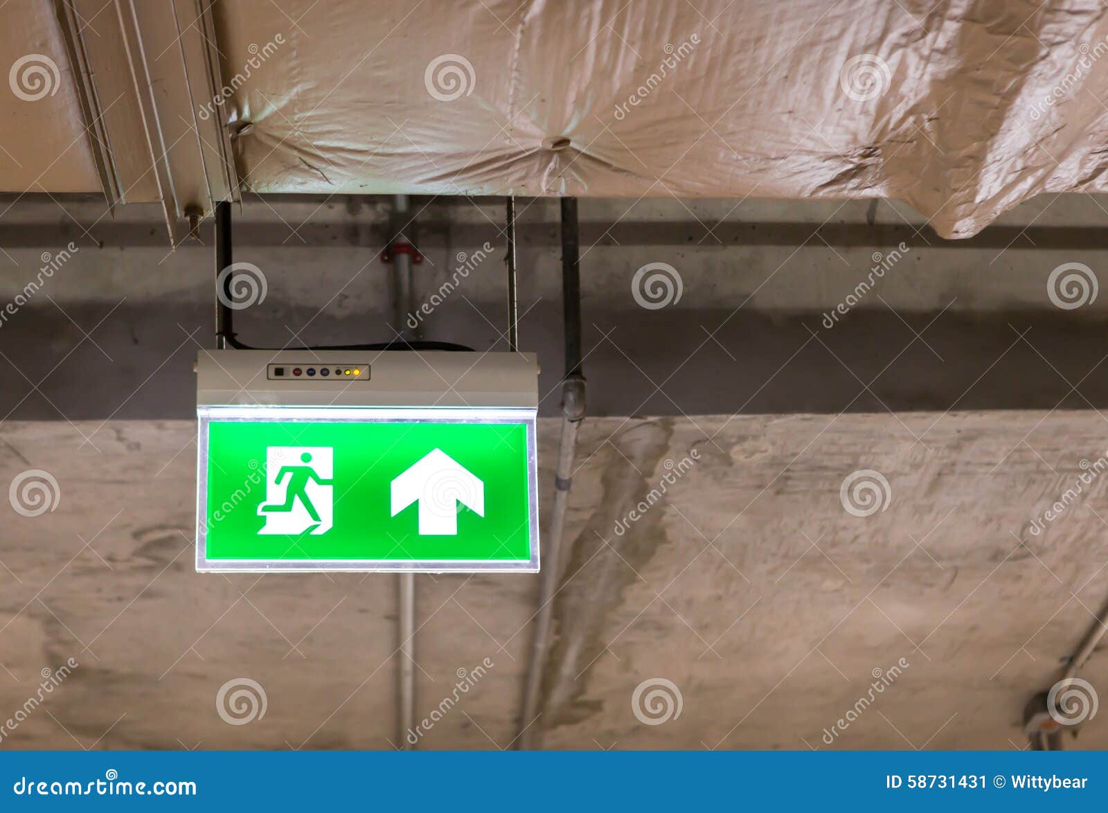 Fire exit light sign stock image. Image of doorway, safety - 58731431