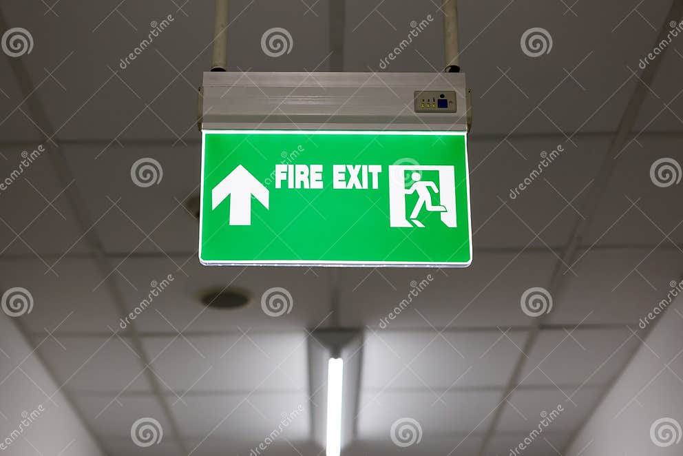 Fire exit light sign stock photo. Image of fire, security - 66684108