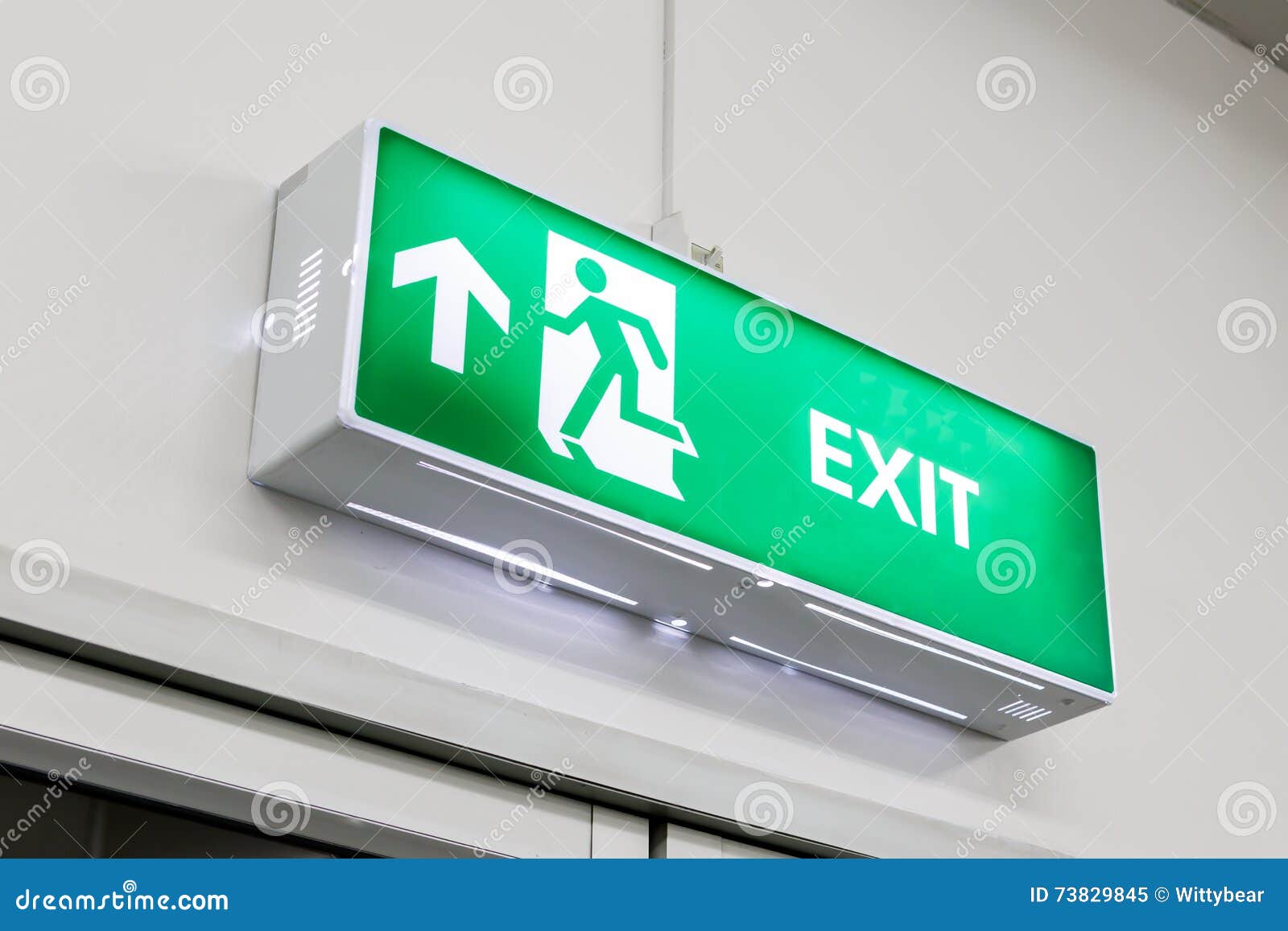 Fire exit light sign stock image. Image of sign, fire - 73829845