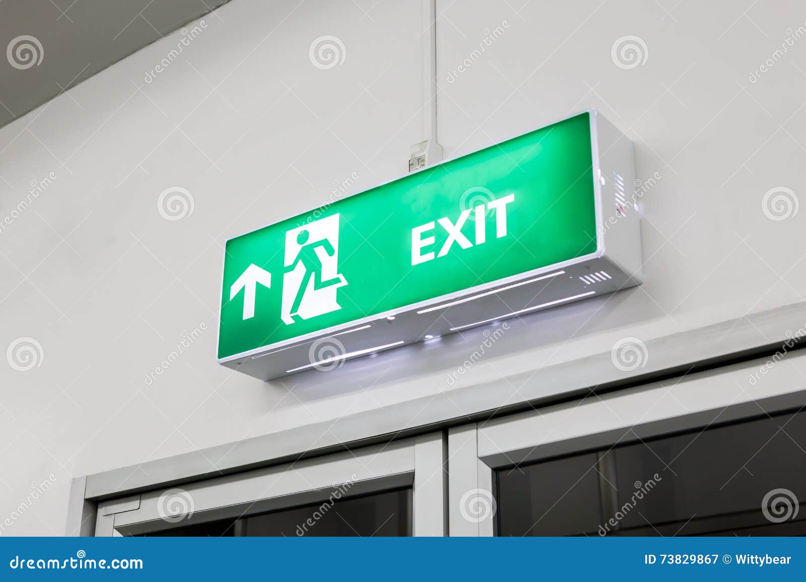 Fire exit light sign stock image. Image of safety, evacuation - 73829867