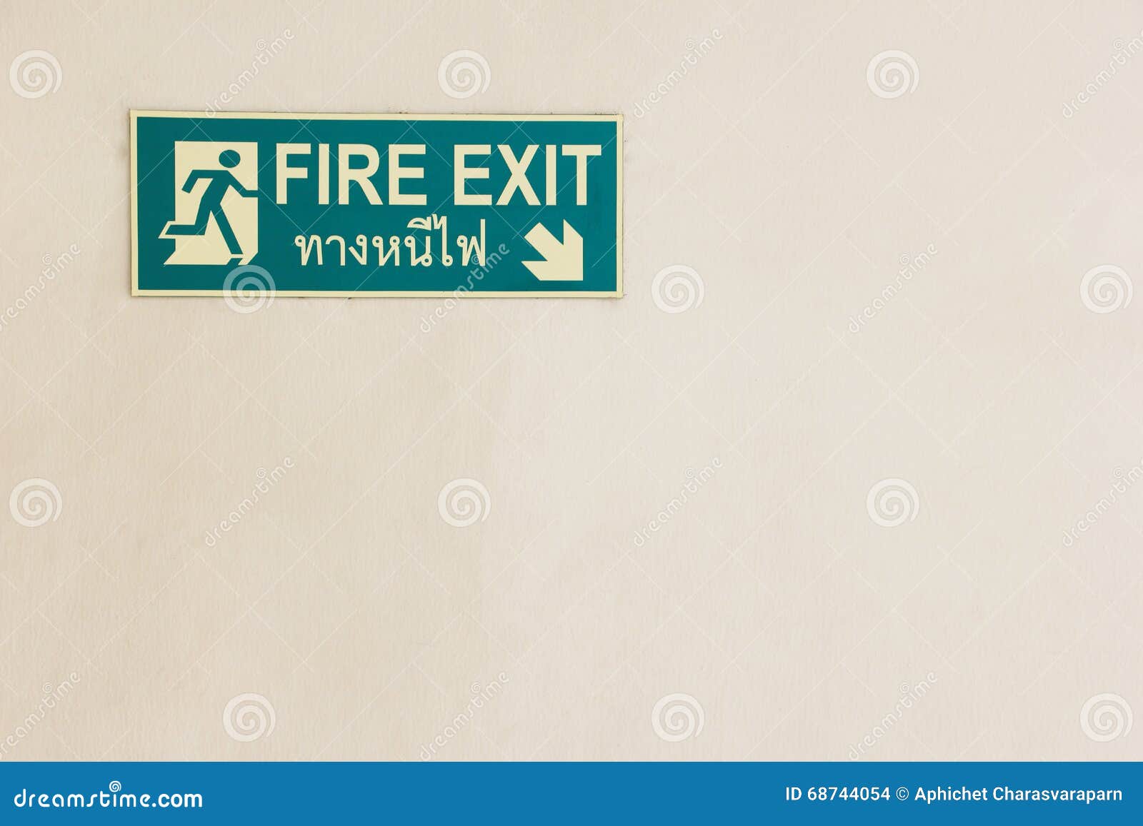 Fire Exit plate stock photo. Image of emergency, symbol - 68744054