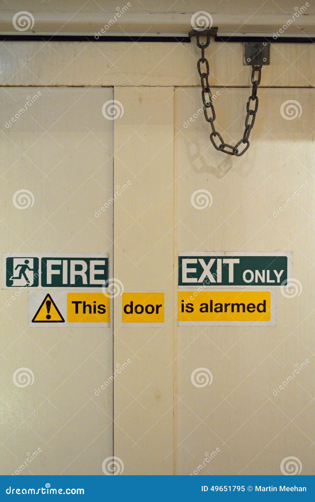Fire exit sign. stock image. Image of security, yellow - 49651795