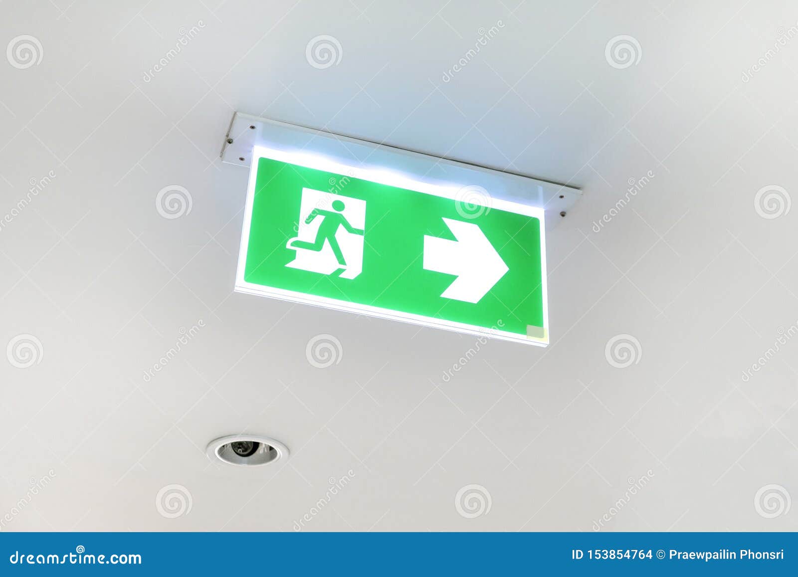 Sign : Emergency Exit Sign At Path Way Indoor Building Public Facility ...